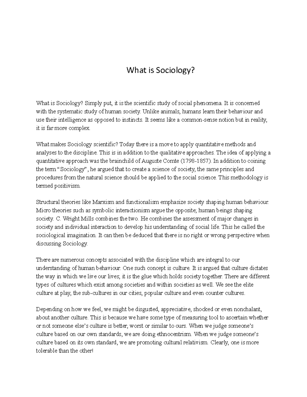 SOCI1002 What is Sociology - What is Sociology? What is Sociology ...