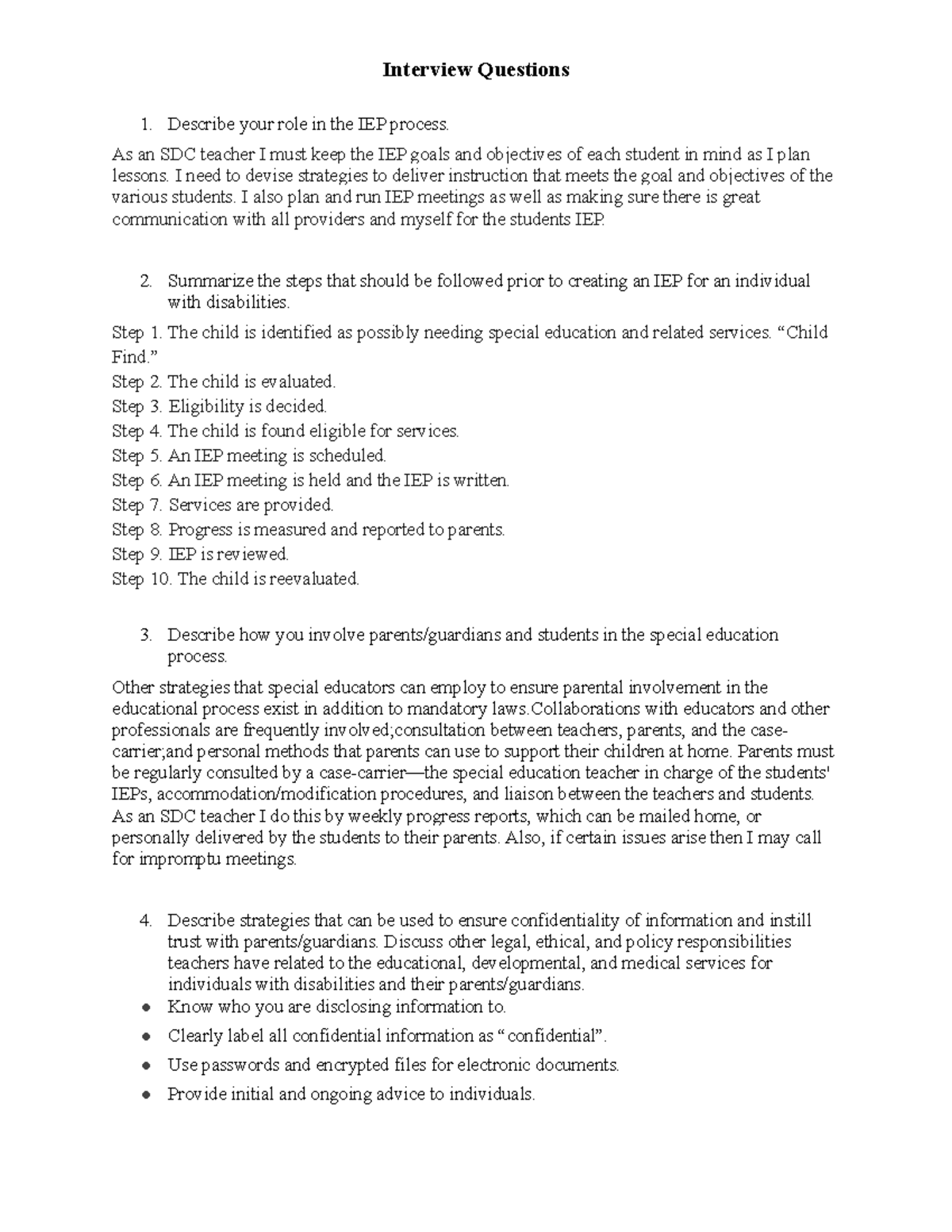 Interview Questions - CFVDHVNFDMDSMO FSC - Interview Questions Describe ...