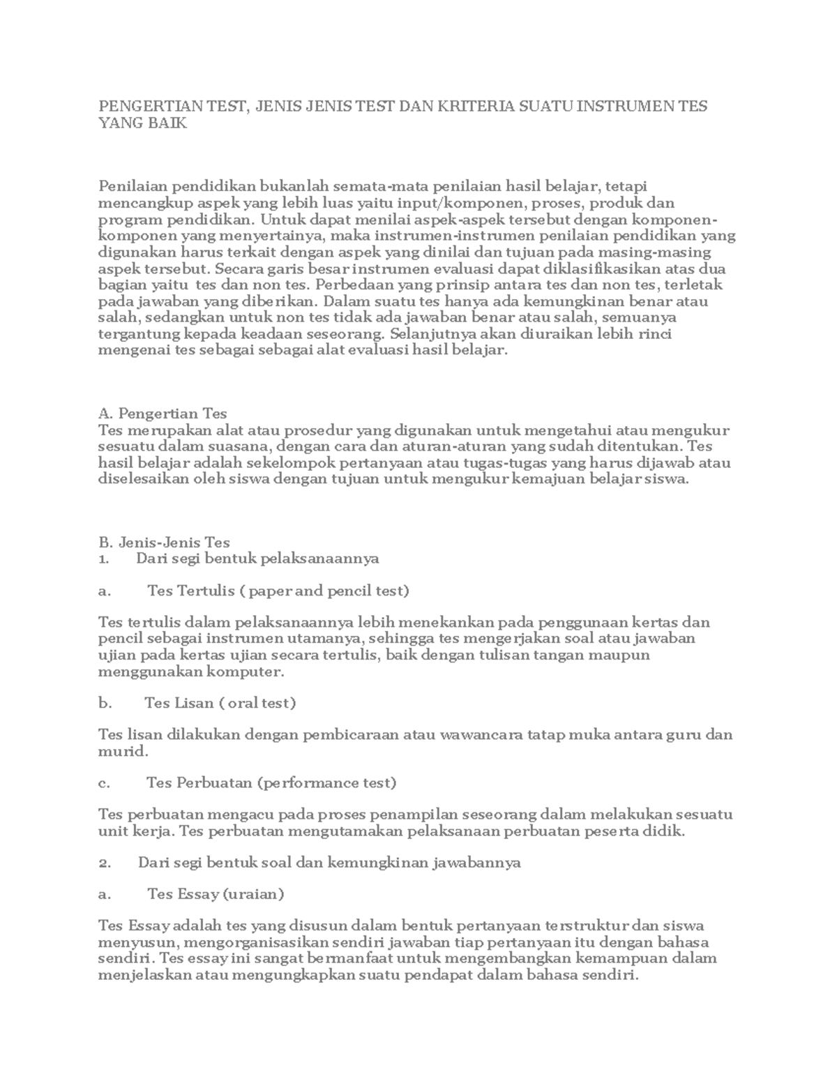 Pengertian TEST - Deskripsi test - PENGERTIAN TEST, JENIS JENIS TEST ...