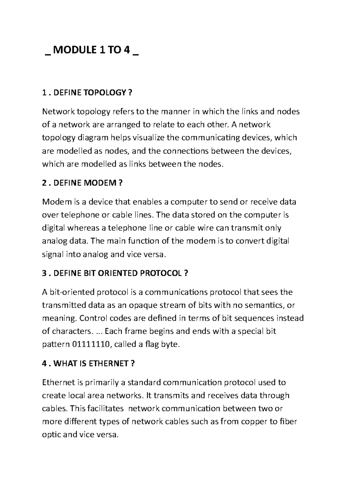 Module 5 - Semester four A13 data communication and optical fibers ...