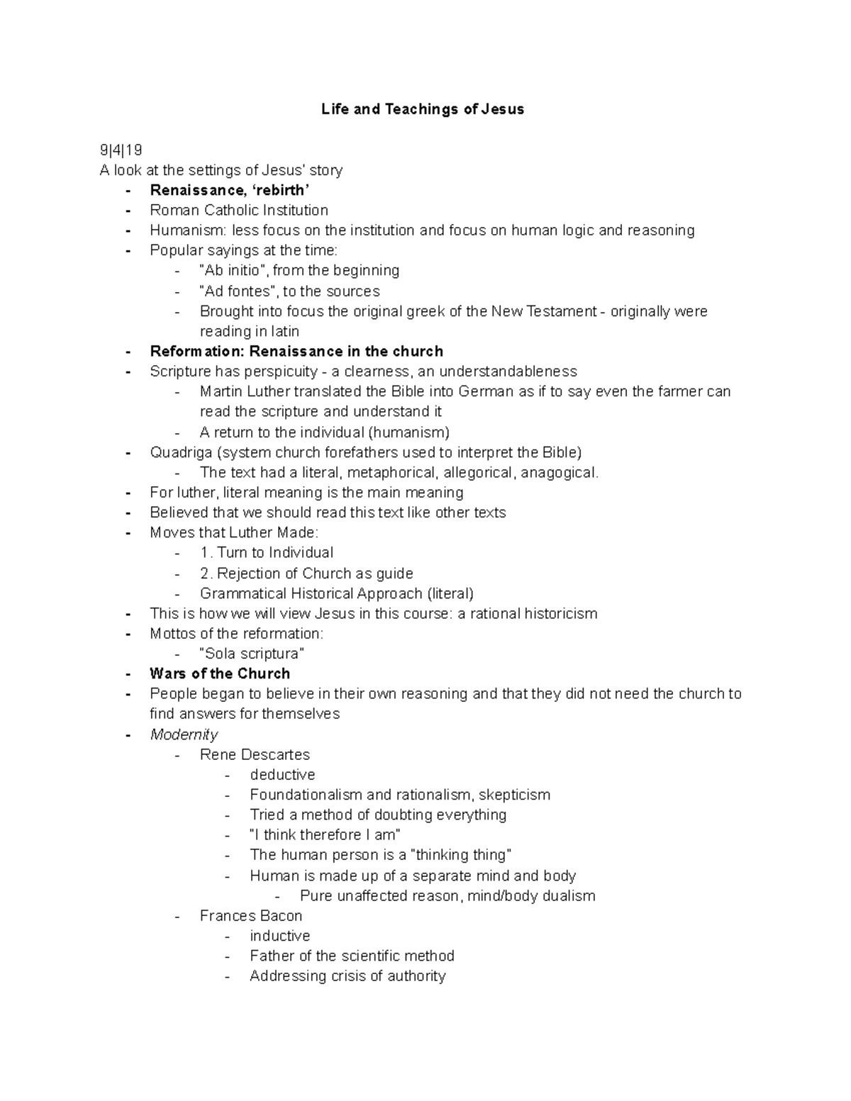 Life and Teachings of Jesus In Class Notes - Life and Teachings of ...