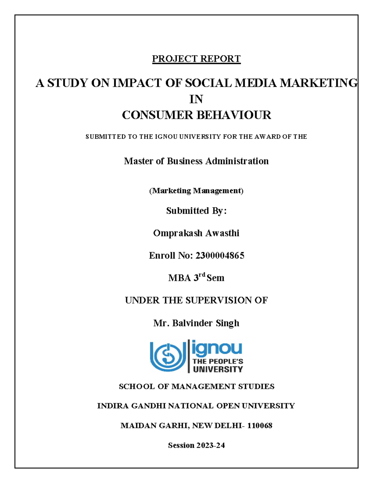 social media marketing - PROJECT REPORT A STUDY ON IMPACT OF SOCIAL ...