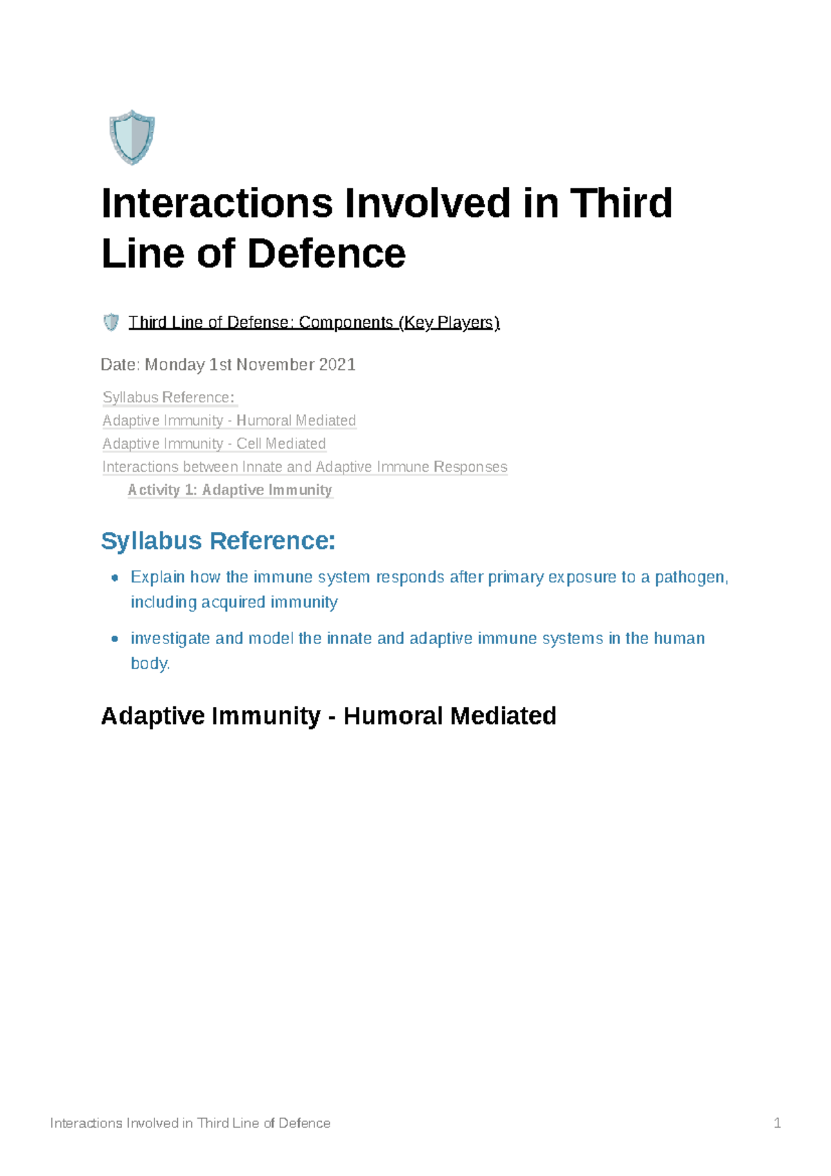 Interactions Involved in Third Line of Defence - Interactions Involved ...