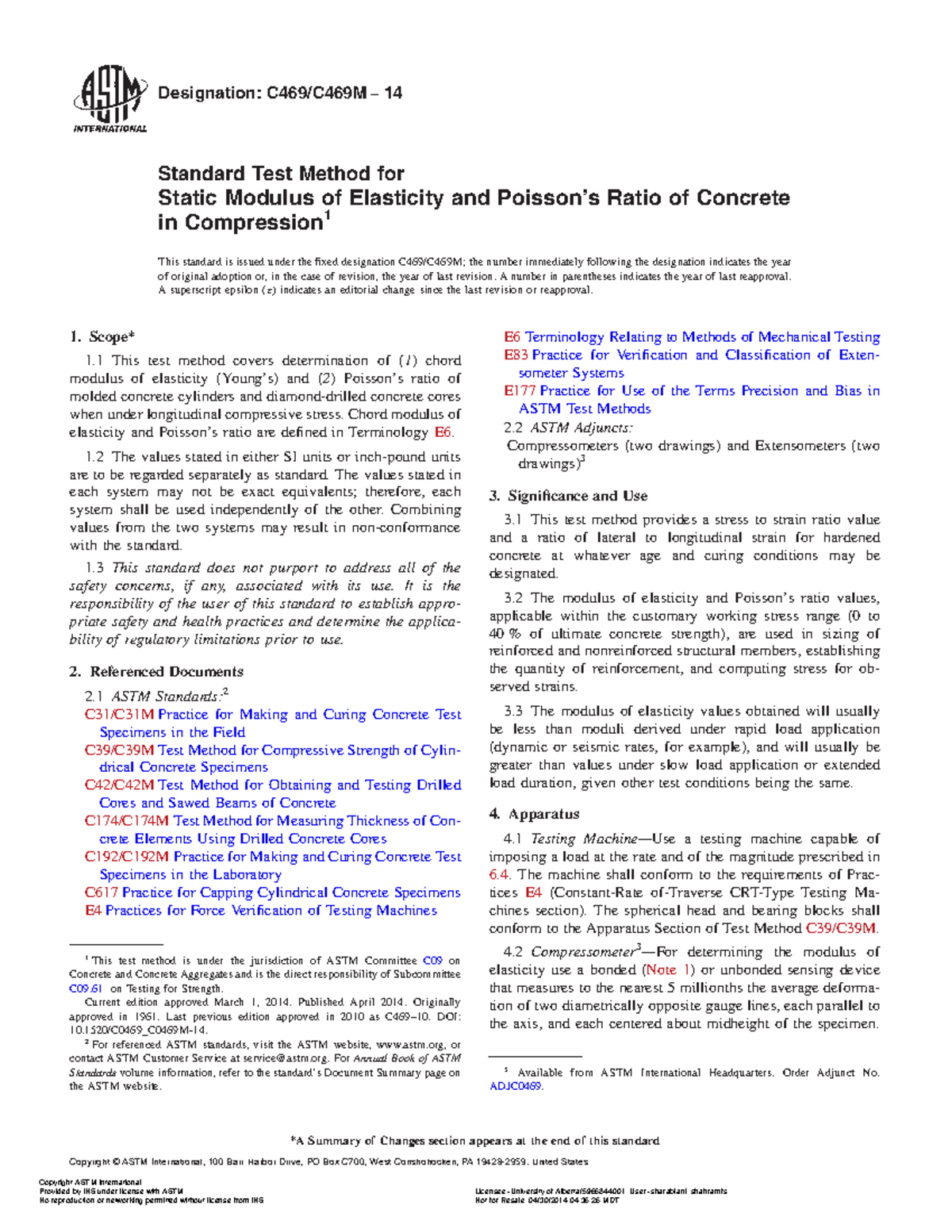 ASTM C469 C469M 14 - Norma - Designation: C469/C469M − 14 Standard Test ...