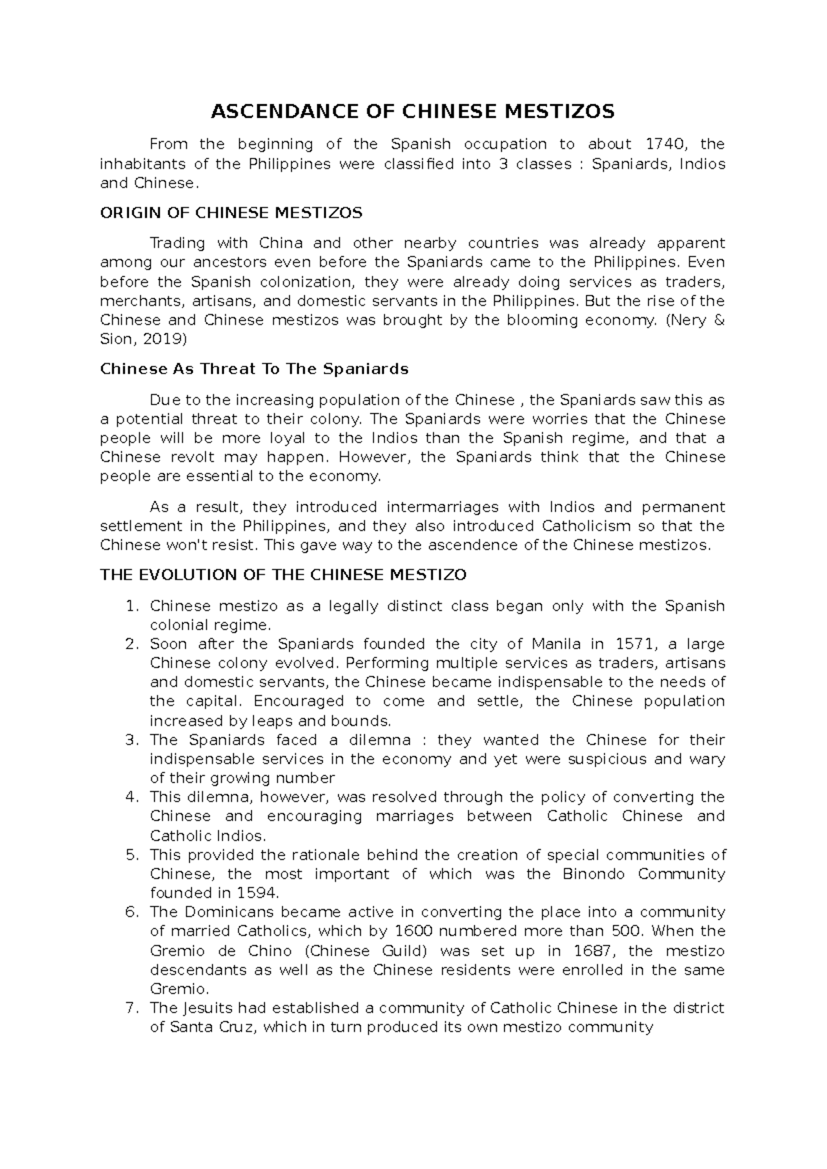 Ascendance OF Chinese Mestizos - ASCENDANCE OF CHINESE MESTIZOS From ...