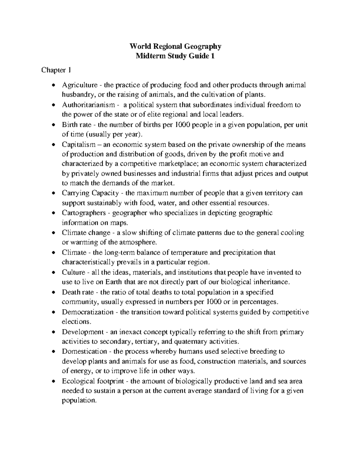 World Geography - Midterm Exam Reviewer 1 - World Regional Geography ...
