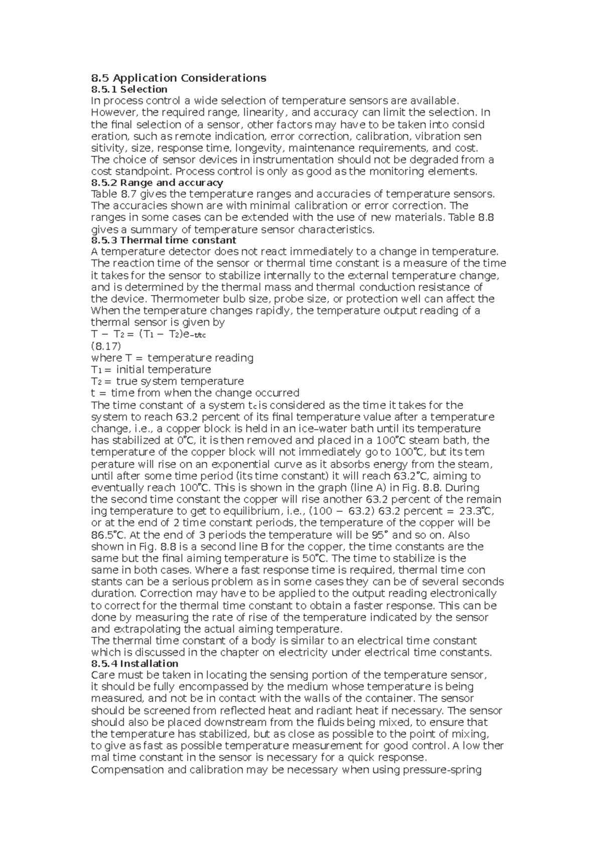 Process control applications 110 - 8 Application Considerations 8.5 Selection In process control ...