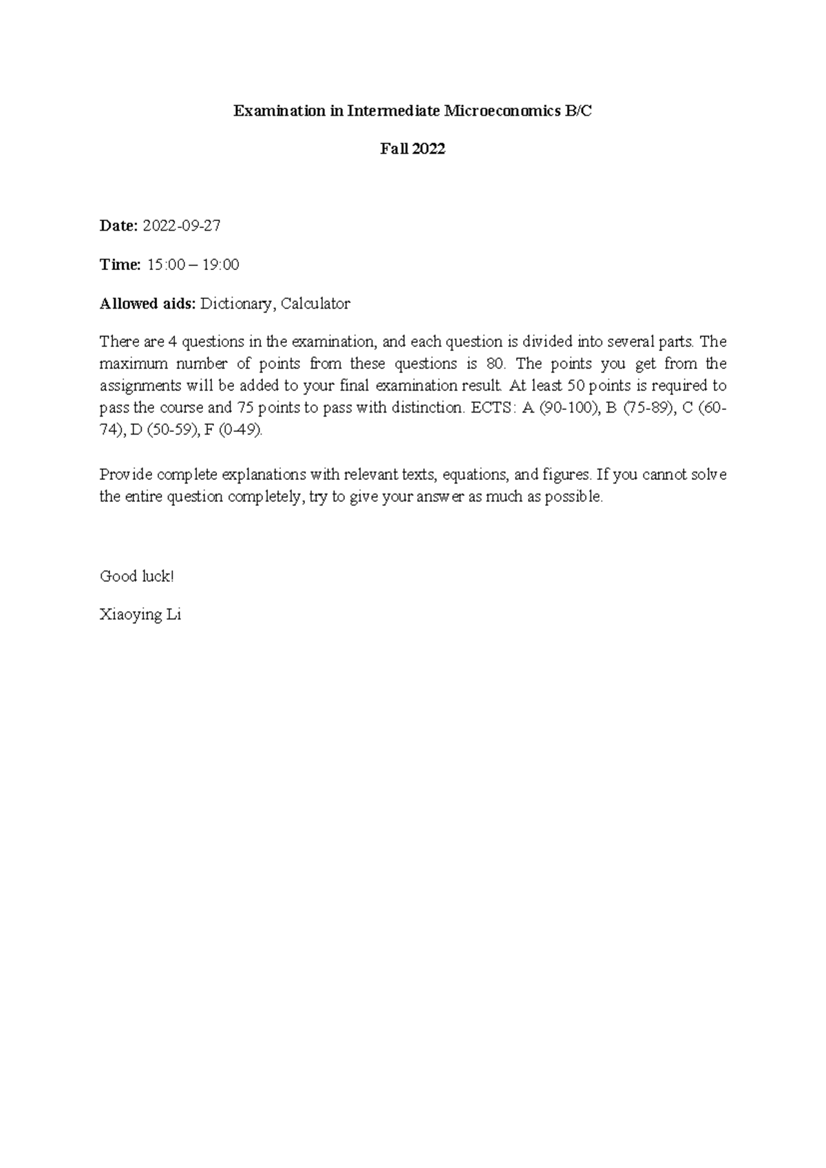 Exam 27 sep example solutions-1 - Examination in Intermediate ...