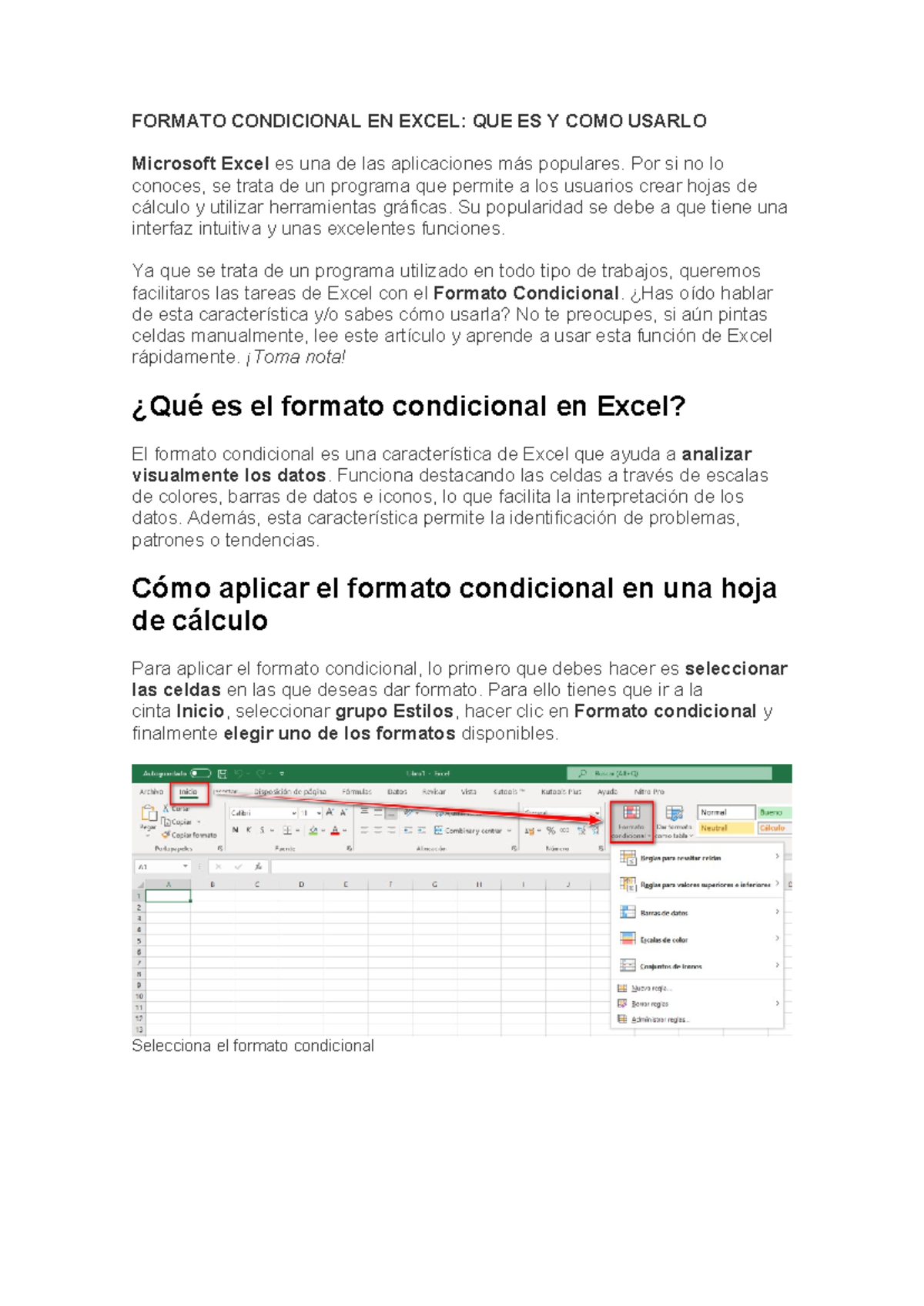Formato Condicional EN Excel QUE ES Y COMO Usarlo - FORMATO CONDICIONAL EN EXCEL: QUE ES Y COMO ...