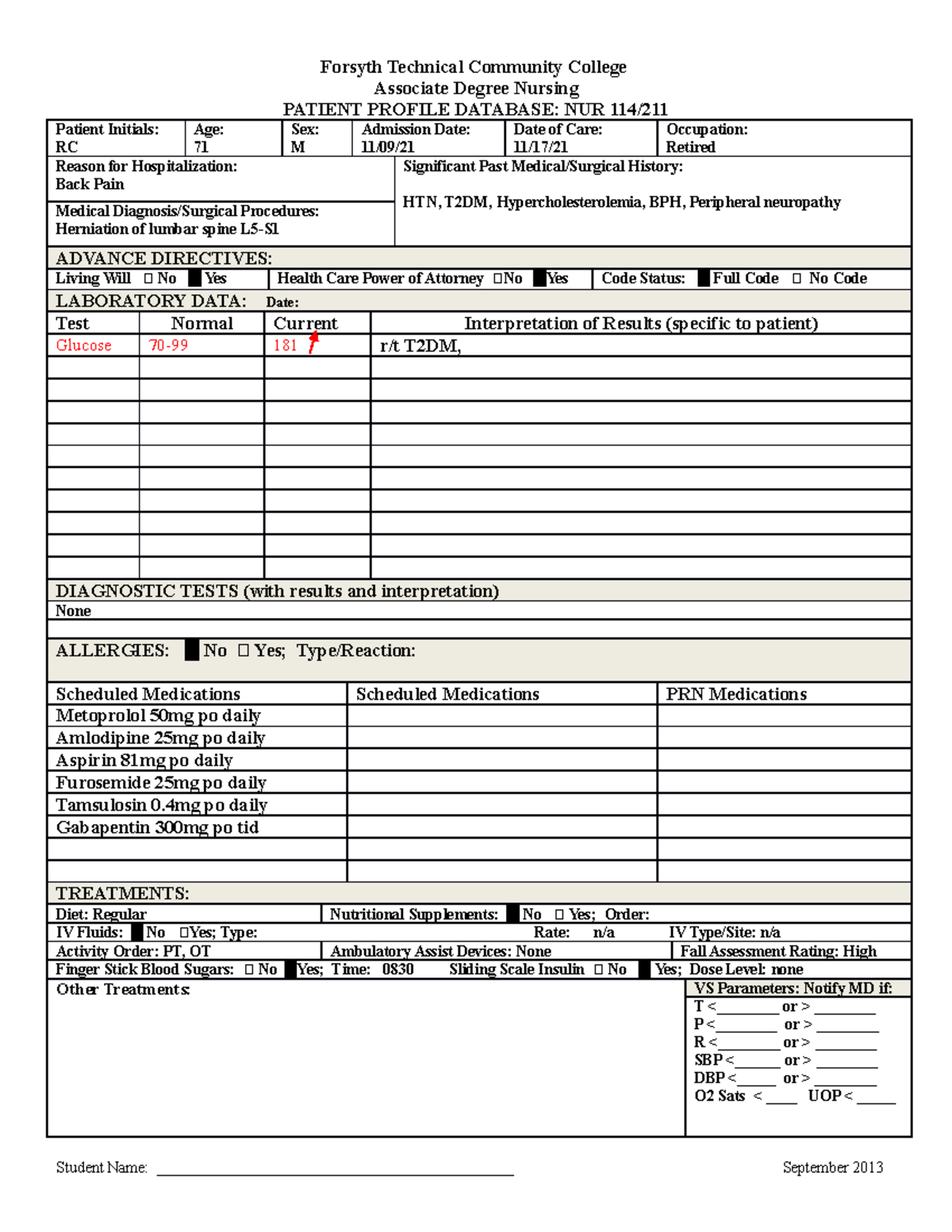 Patient Profile Database - Forsyth Technical Community College ...