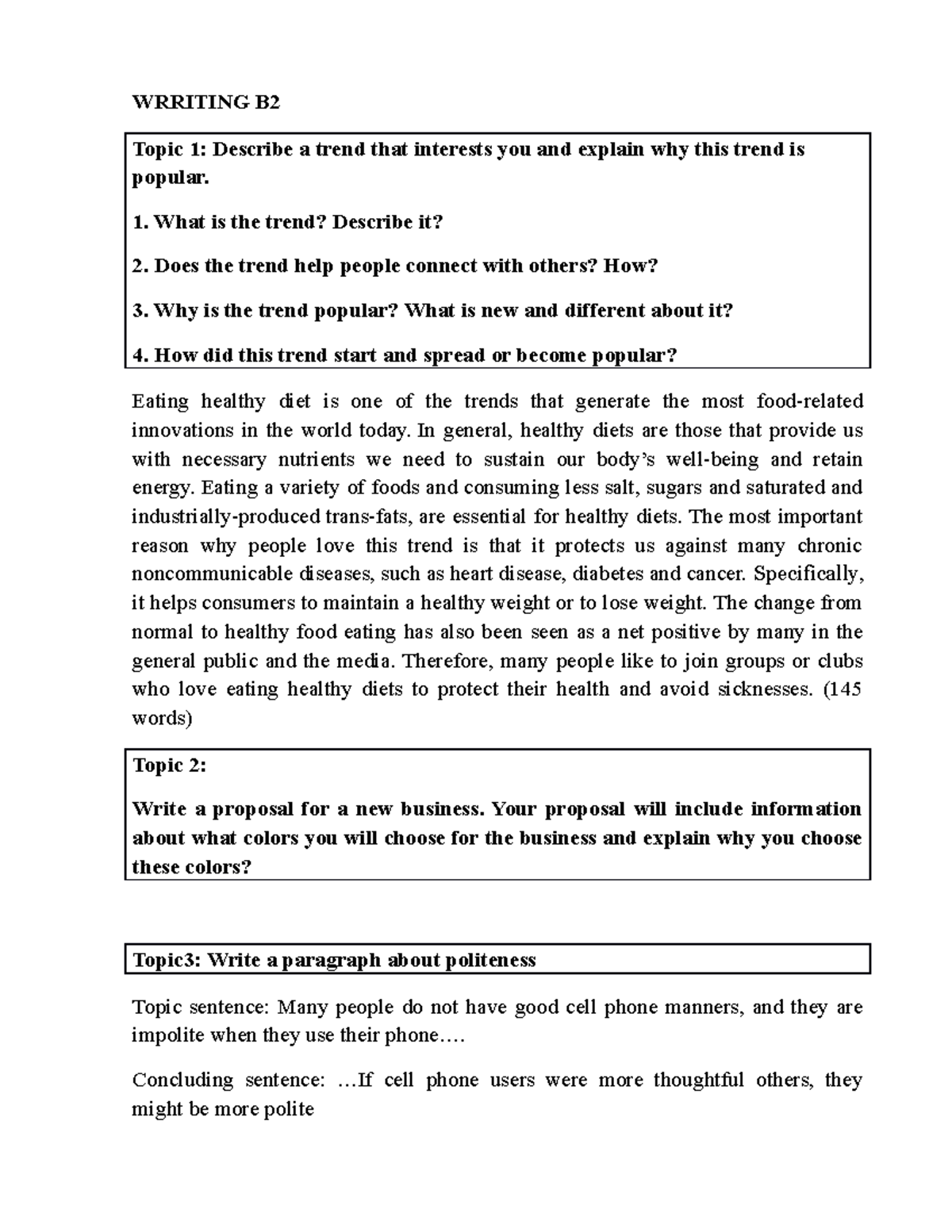 Wrriting B2 1 - bài viết tiếng anh - WRRITING B Topic 1: Describe a ...