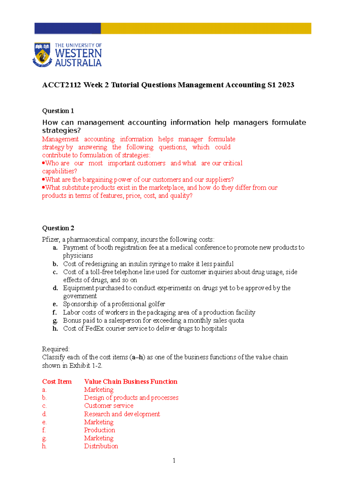 ACCT2112 Week 2 Tute Qns - ACCT2112 Week 2 Tutorial Questions Management Accounting S1 2023 ...