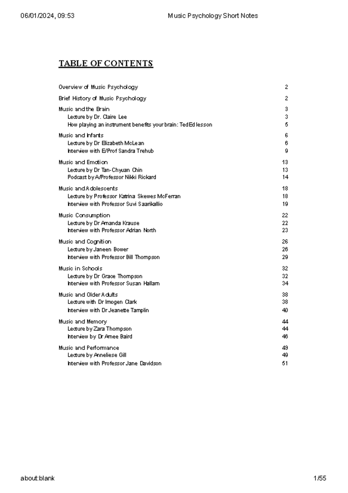 Music Psychology Tutorial Guideline - TABLE OF CONTENTS Overview of ...