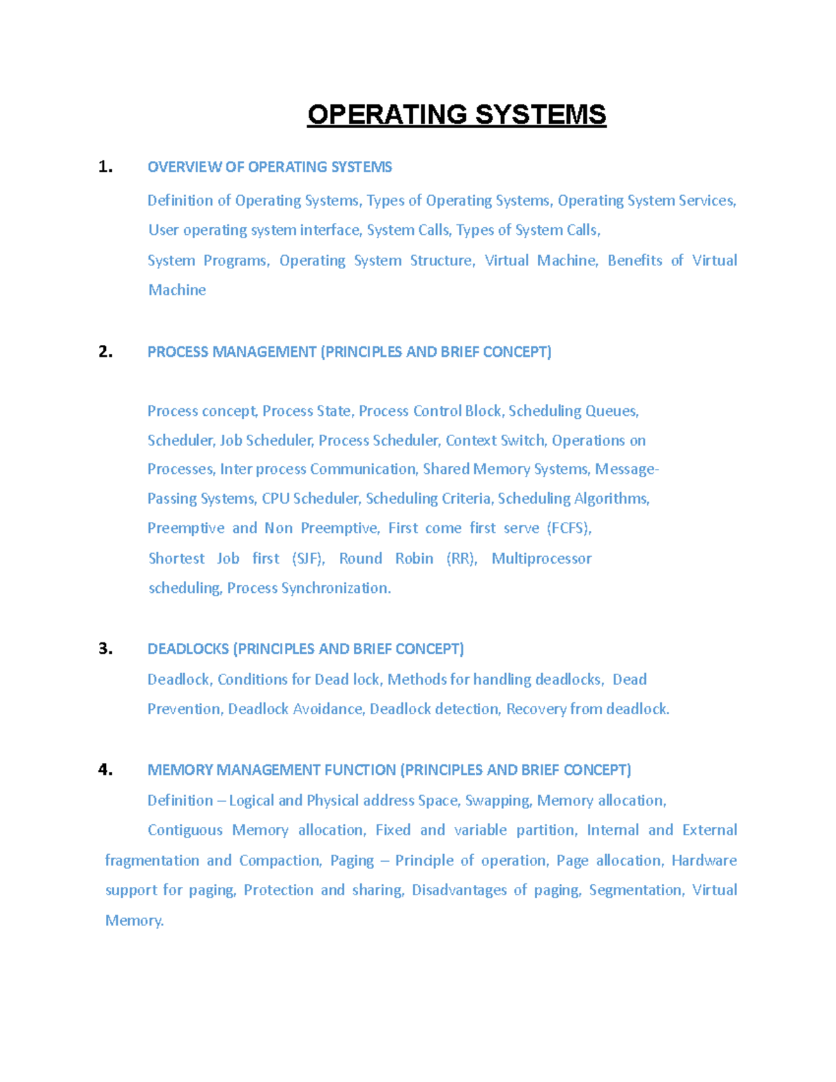 Operatimg System internet notes - OPERATING SYSTEMS 1. OVERVIEW OF ...