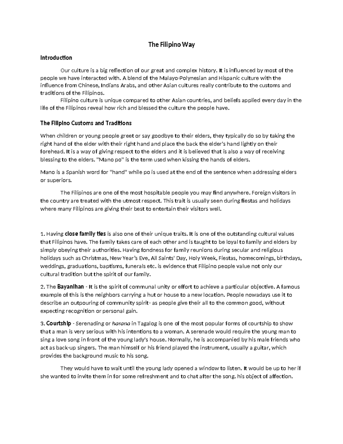 Filipino-Way - Good - The Filipino Way Introduction Our culture is a ...