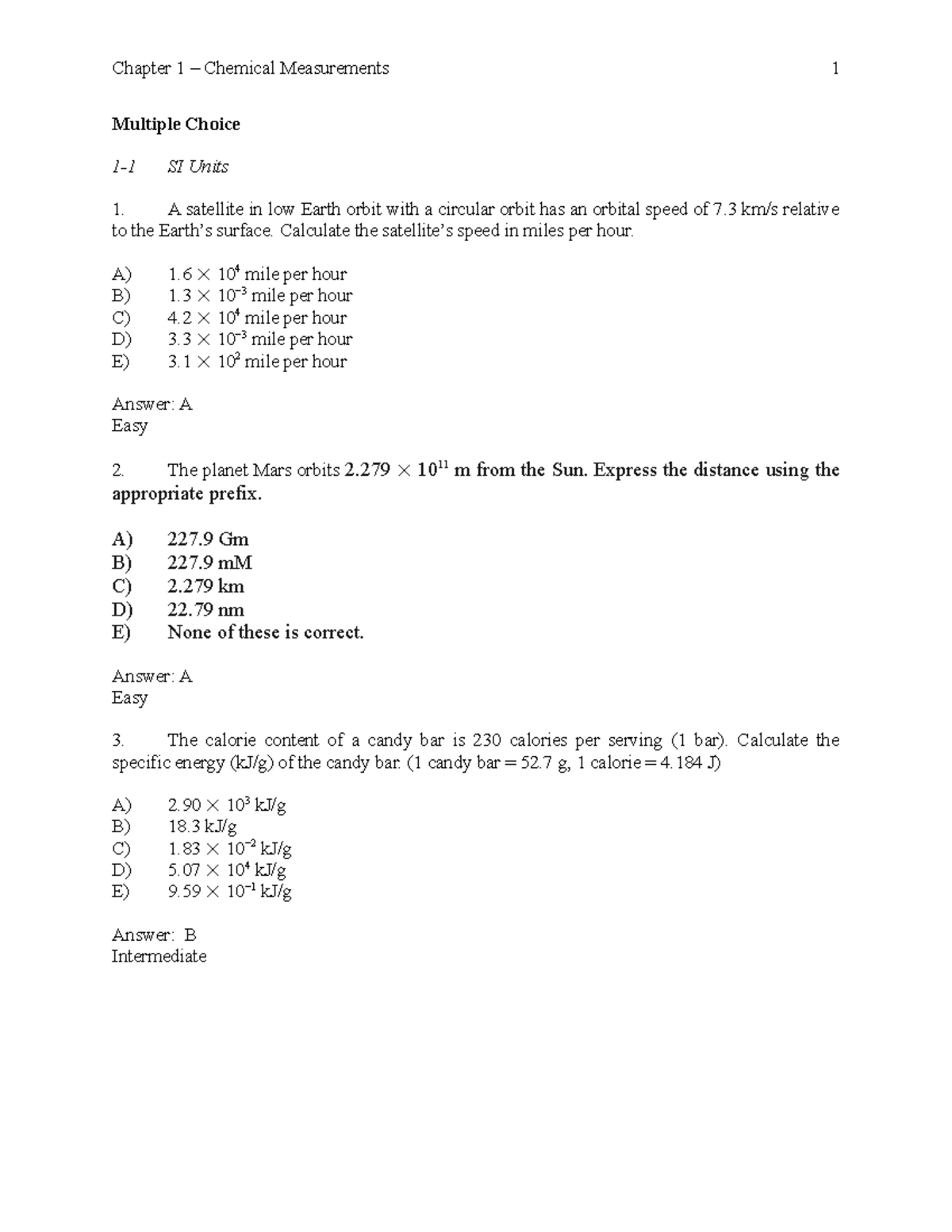 Multiple choice questions from the book quantitative chemical analysis 9th edition - Multiple ...