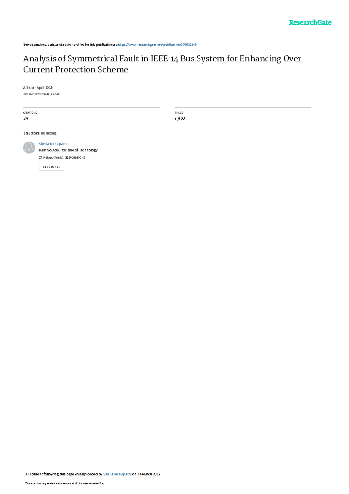 Analysis of Symmetrical Fault in IEEE 14 Bus Syste - See discussions, stats, and author profiles ...