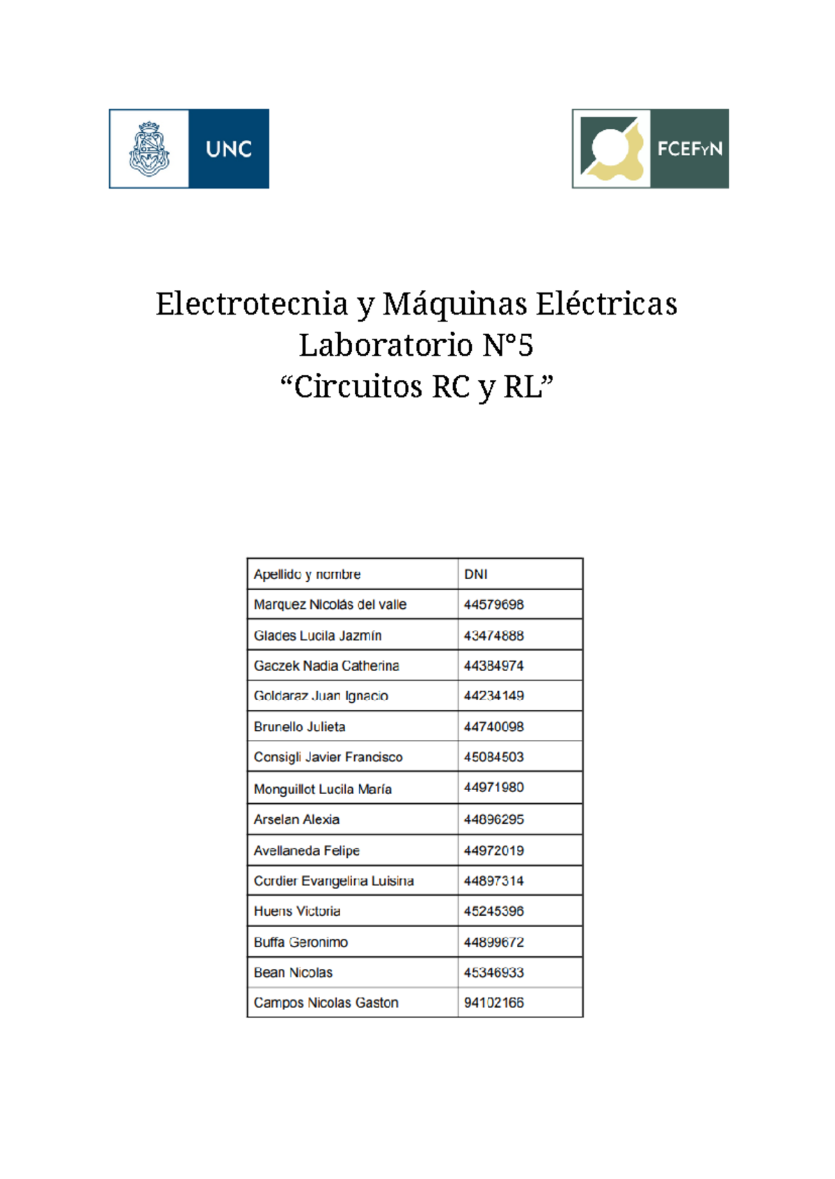 TP 5 - Electrotecnia y Máquinas Eléctricas - Electrotecnia y Máquinas Eléctricas Laboratorio N ...