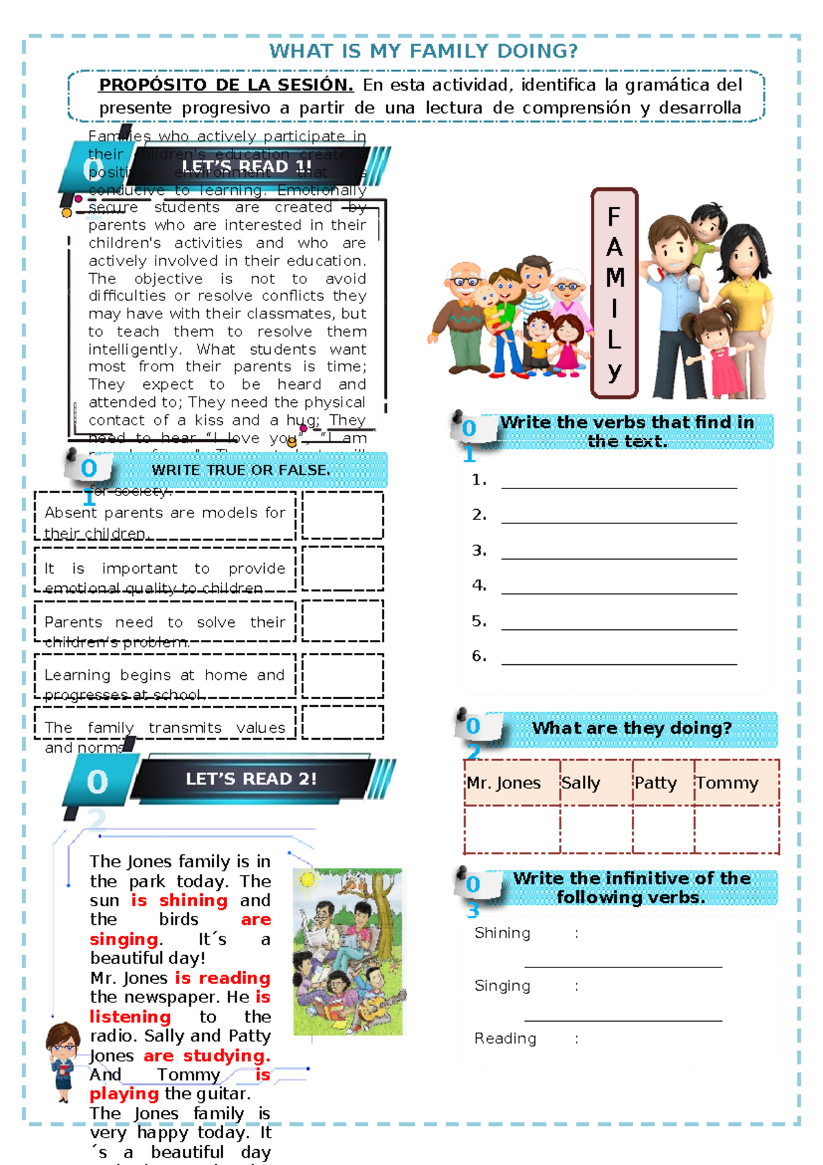 F1 - S1 - UNIT 3 - 5TH Grade - Family - WHAT IS MY FAMILY DOING ...