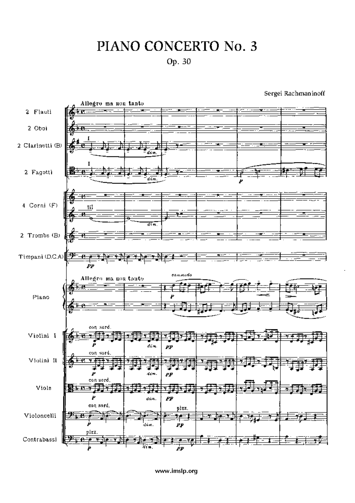 Piano Concerto No.3, Op.30 - Complete score - Music - PIANO CONCERTO No. 3 Op. 30 Sergei - Studocu