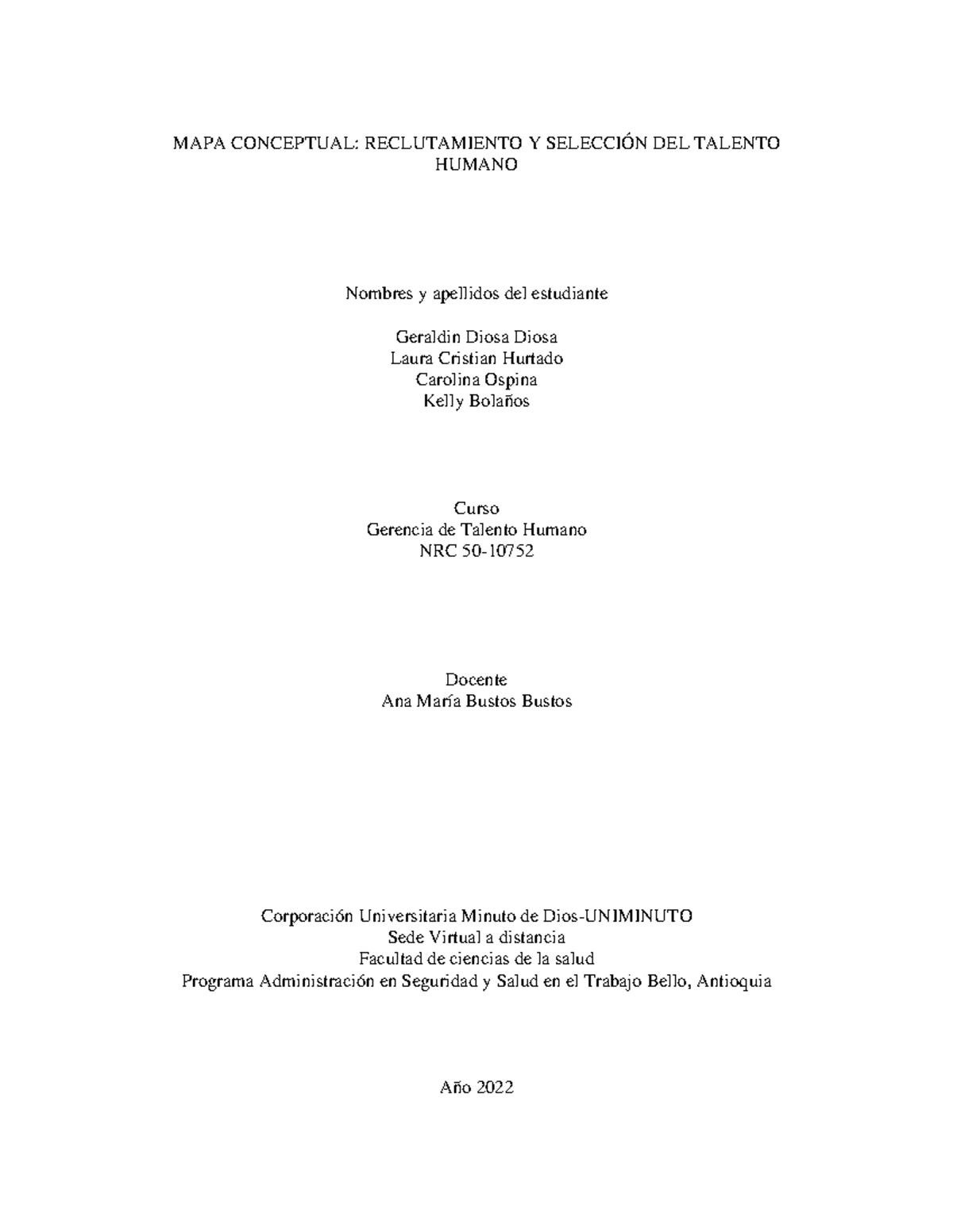 MAPA Conceptual - Reclutamiento y selección de personal - MAPA CONCEPTUAL: RECLUTAMIENTO Y ...