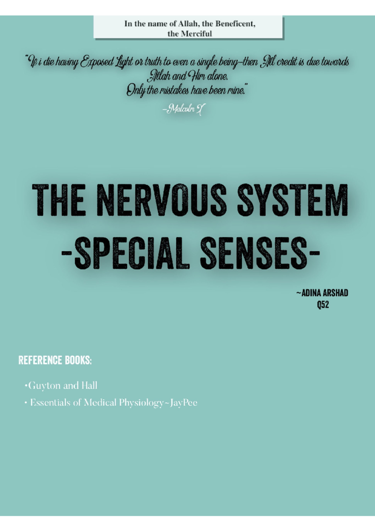 Special Senses-CNS physio - doctor of medicine - Studocu