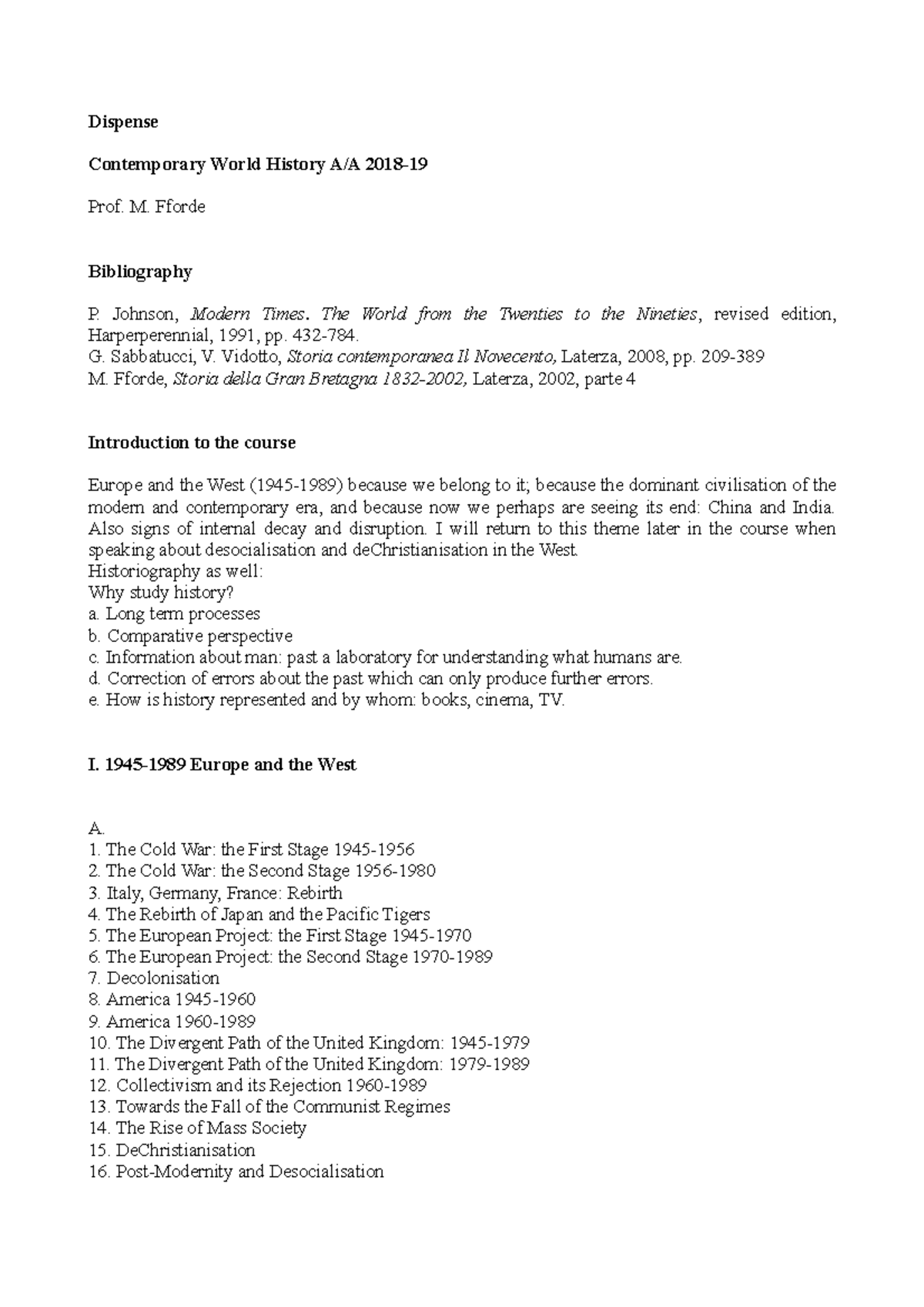(A)contemporary world history 2019-20 - Dispense Contemporary World ...