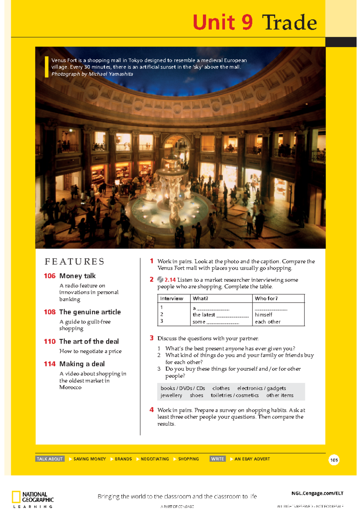 Sample unit 9 life intermediate - TALK ABOUT X SAVING MONEY X BRANDS X ...