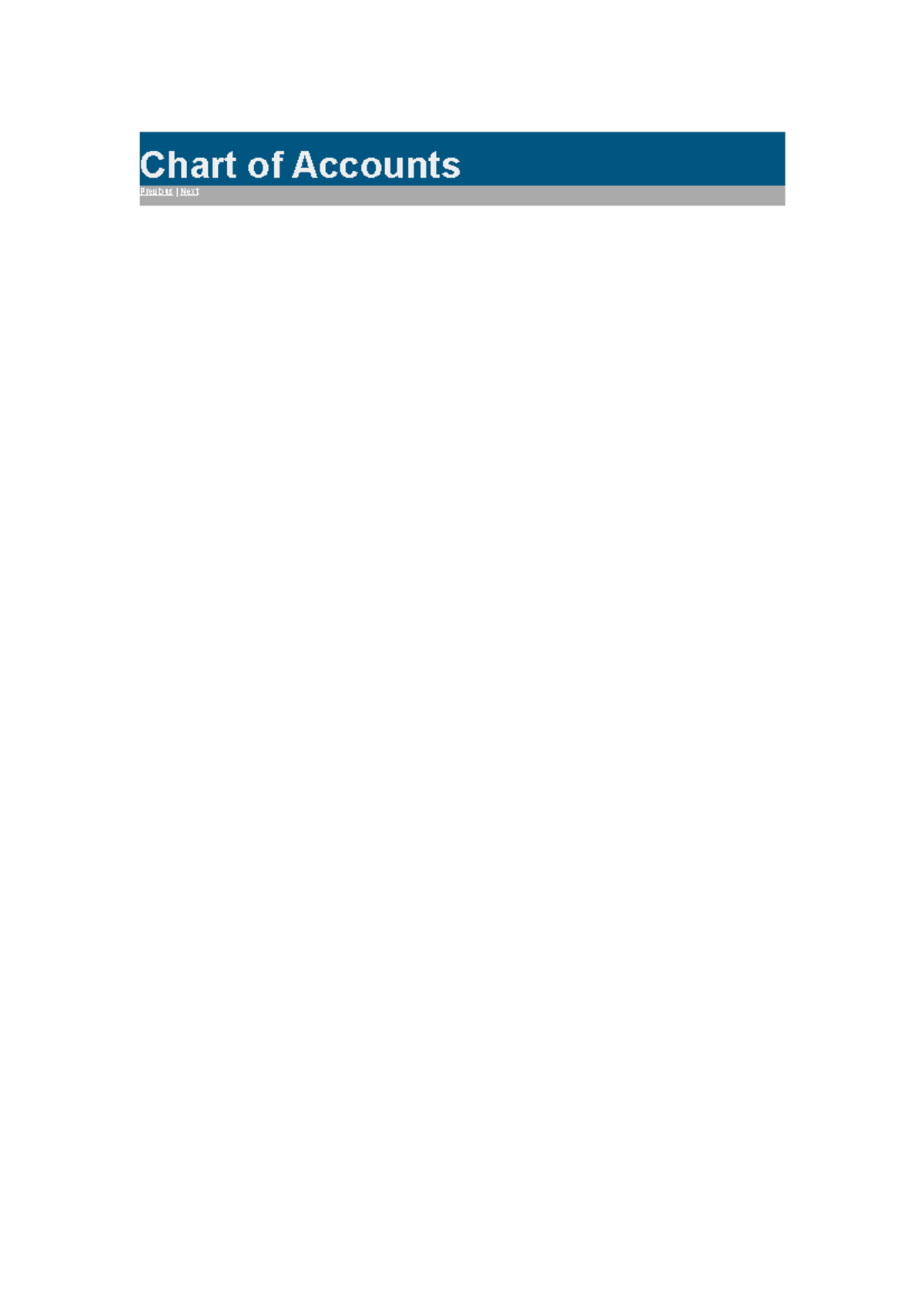 Chart of Accounts Comprehensive List - Chart of Accounts Previous ...