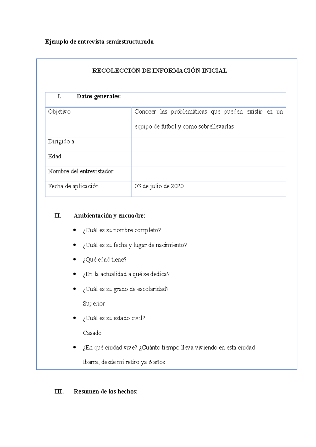 Anexo 3-Entrevista estructurada y semiestructurada - Ejemplo de entrevista semiestructurada ...