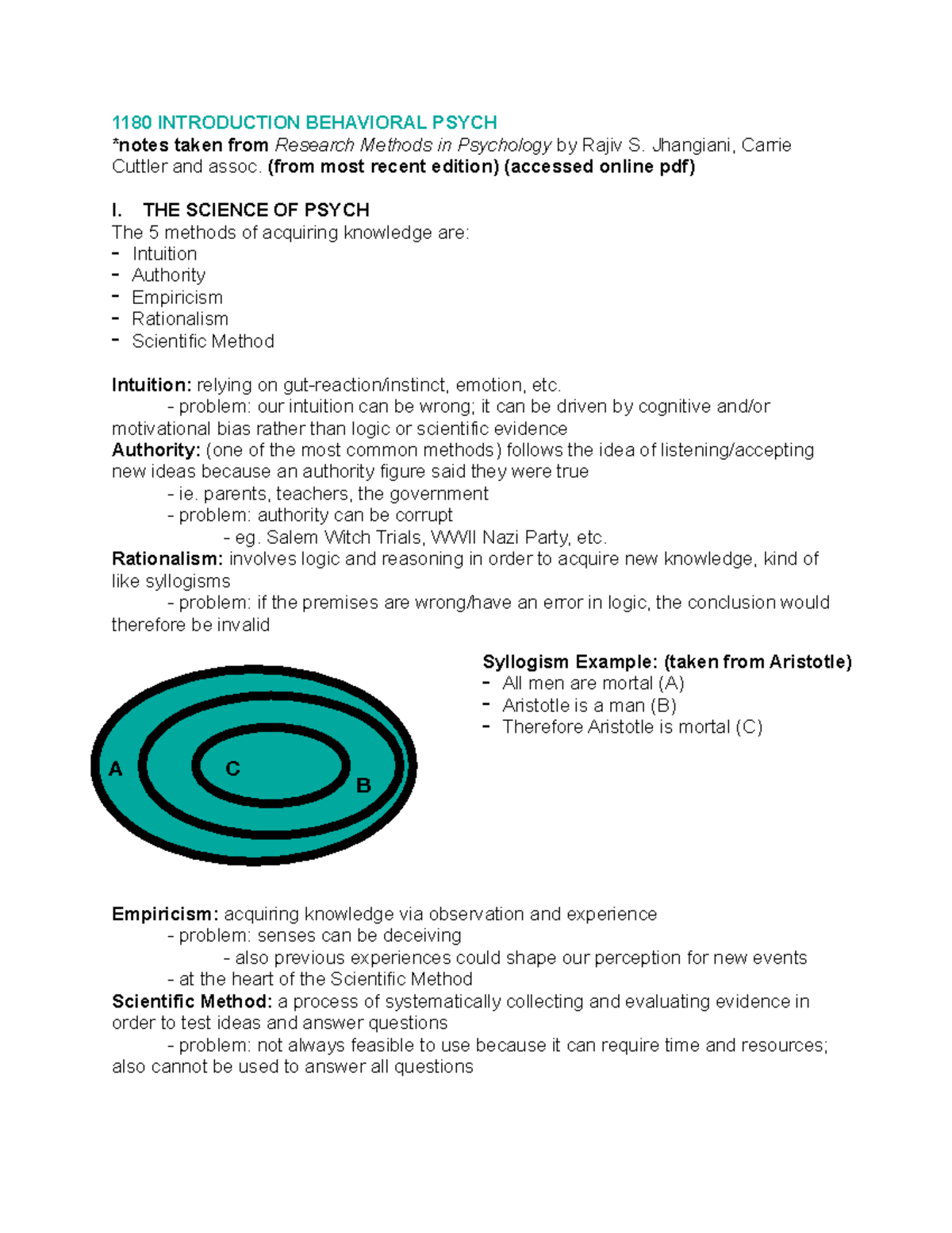 Behavioral Research: Chapter 1 part A - 1180 INTRODUCTION BEHAVIORAL ...