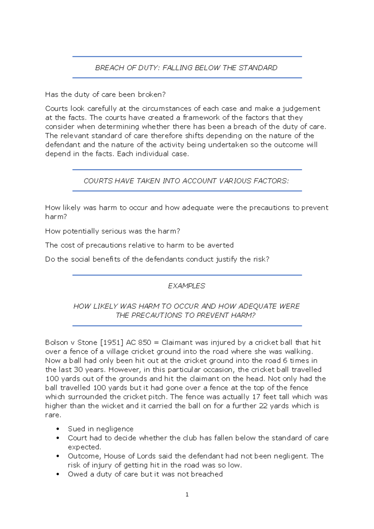 Breach OF DUTY - Falling Below THE Standard - BREACH OF DUTY: FALLING ...