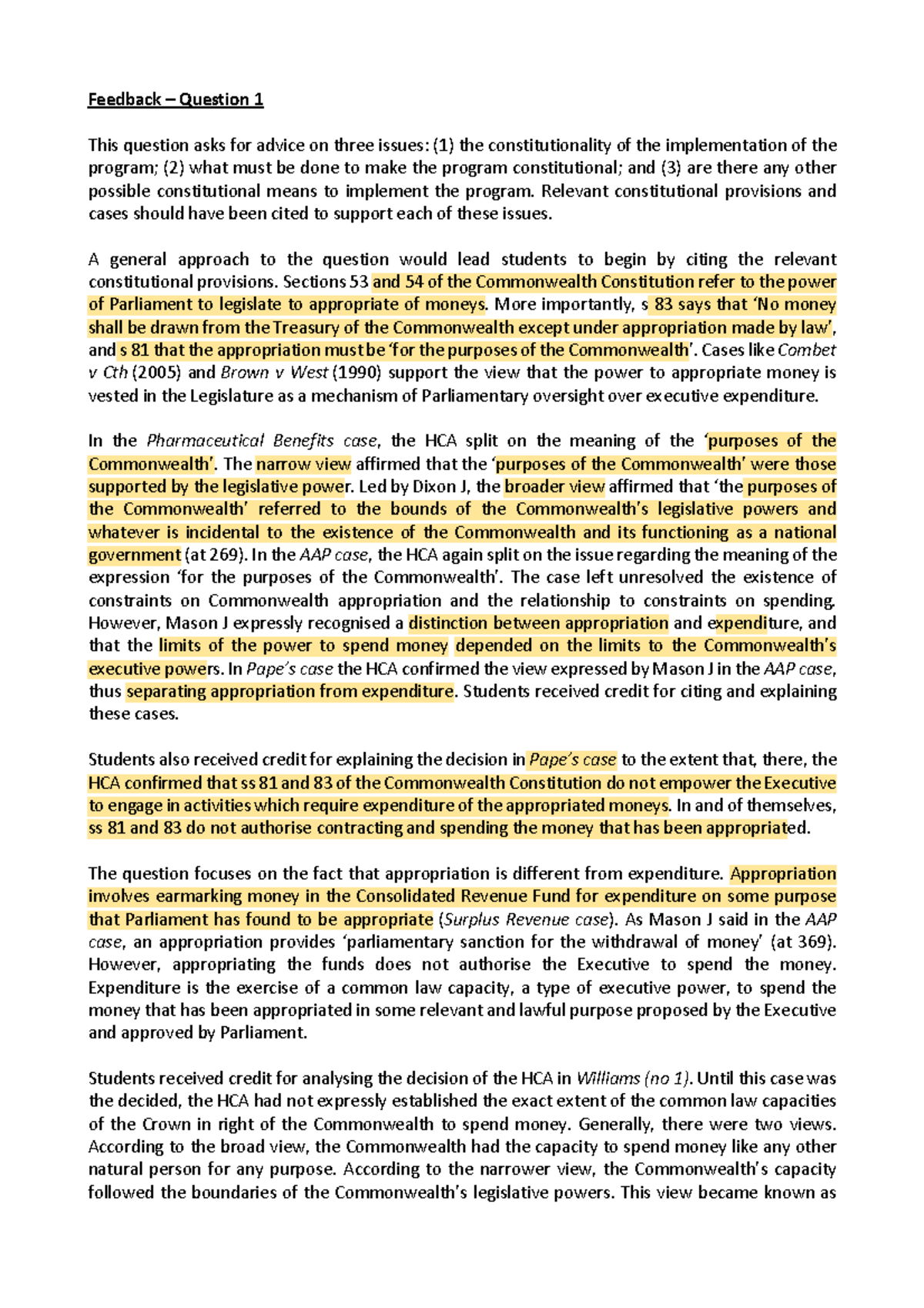 LAWS3700 2022 Final Exam Feedback - Feedback – Question 1 This question ...