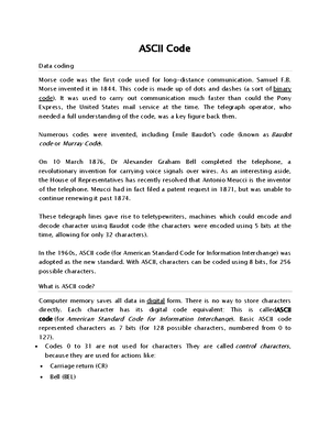 Ascii table - Good - The following ASCII table contains both ASCII ...