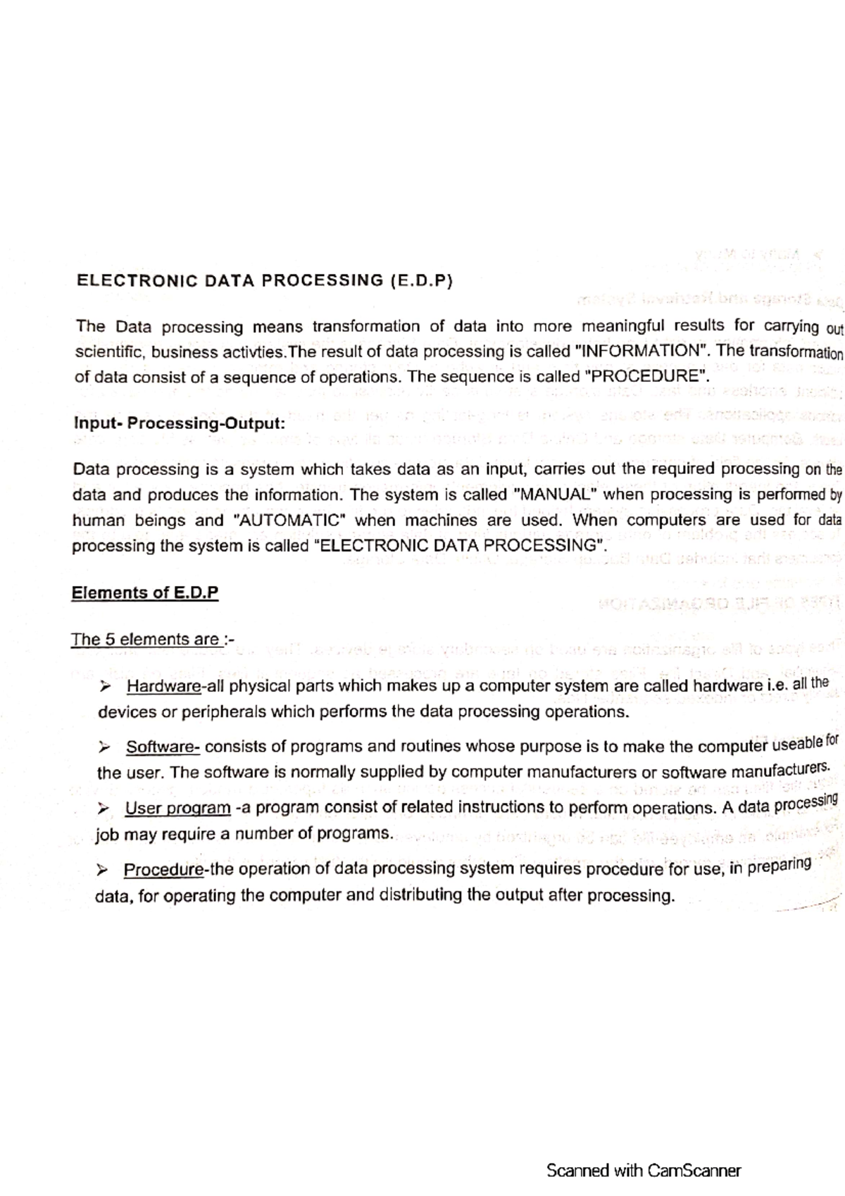 Electronic data processing - Science - Studocu