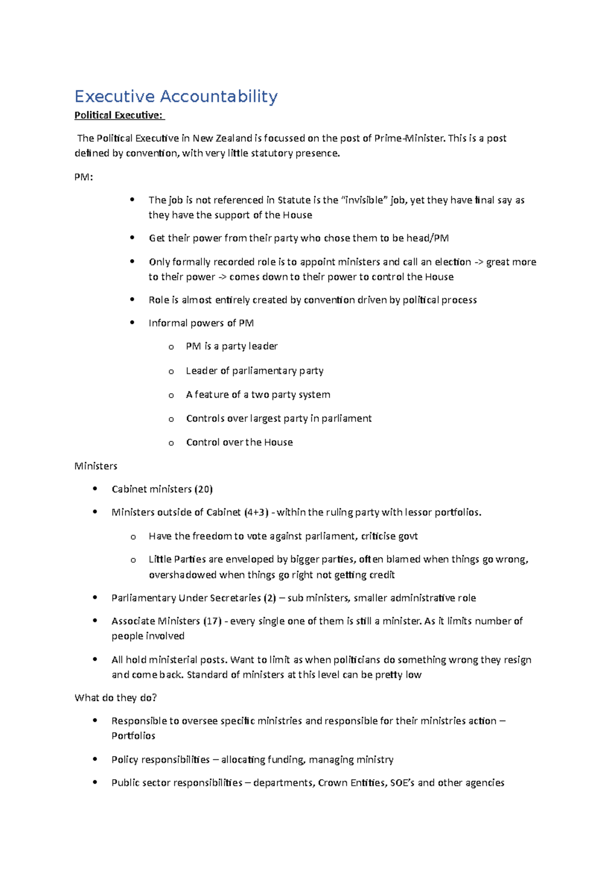 Executive Accountability - Executive Accountability Political Executive: The Political Executive ...