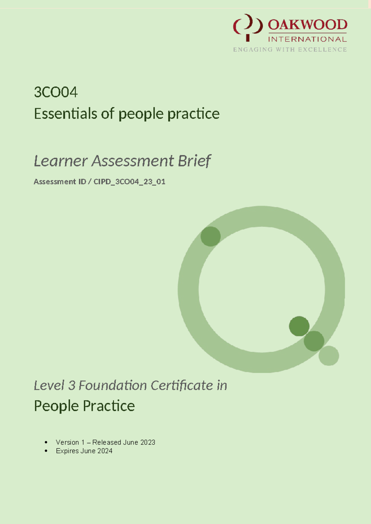 NEW 3CO04 Essentials of people practice - June 2024-2 - Level 3 ...