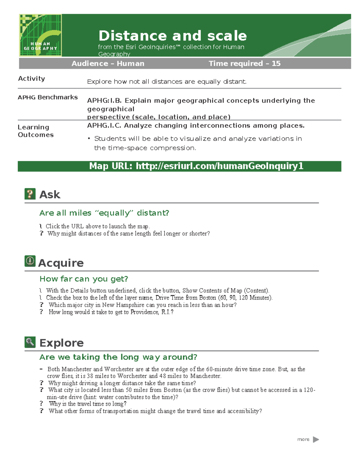 1 Scale APHG Geo Inquiry Student - H UM A N GE O GR A P H Y Distance ...