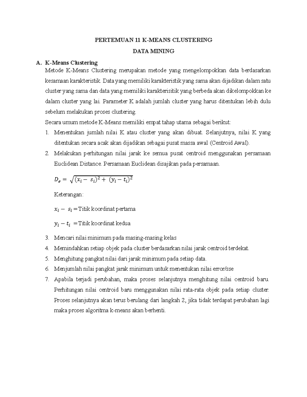 Pertemuan 11 K-Means Clustering - PERTEMUAN 1 1 K-MEANS CLUSTERING DATA ...