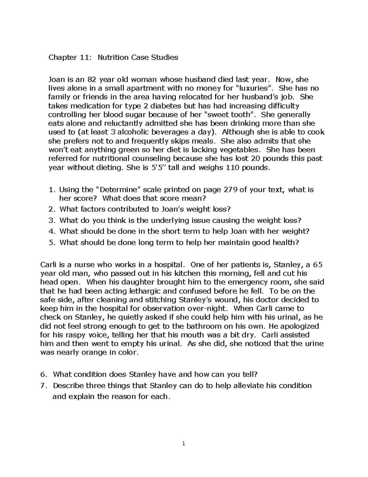Nutrition case study chapter 11 updated November 2 2020 - Chapter 11 ...