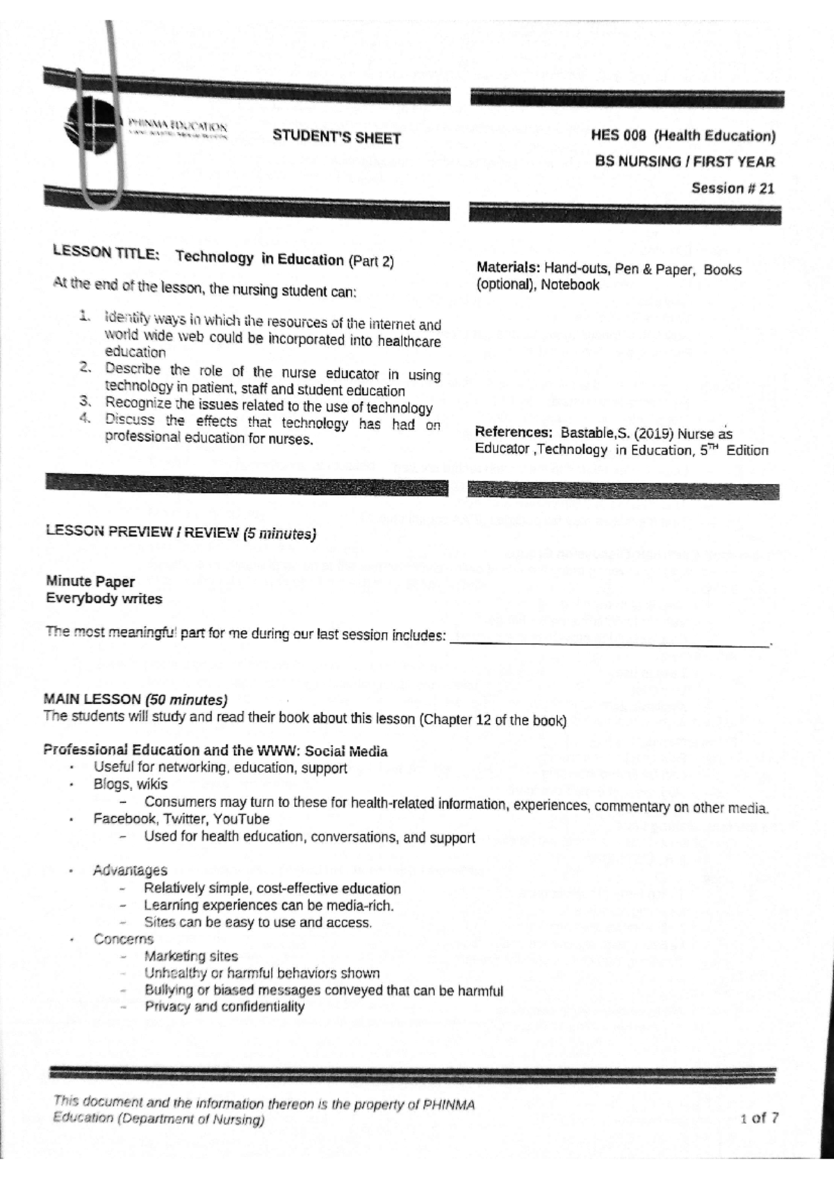 HES 008 SAS21 - HEALTH EDUC - PHINAIA EDUCATION SHEET HES 008 (Health ...