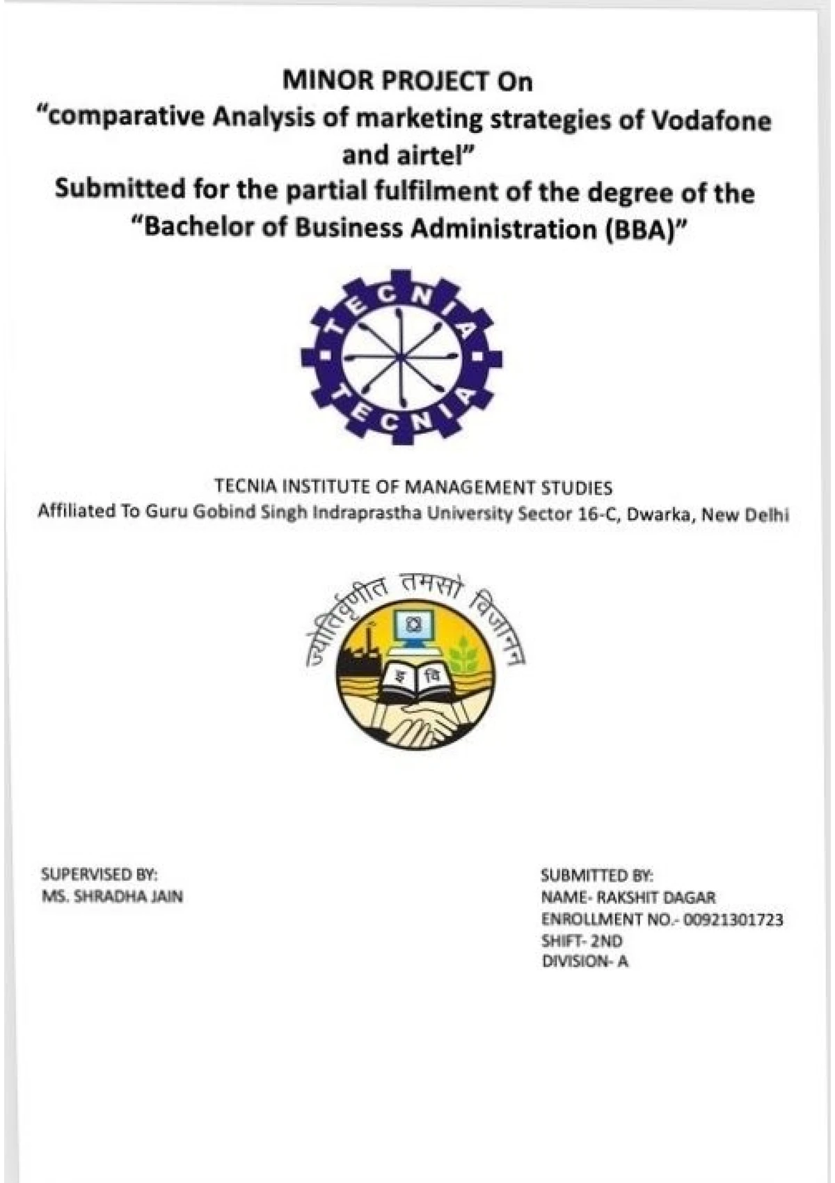 (STR)synopsis - this is the correct format of synopsis of minor project or major - ) Summer ...