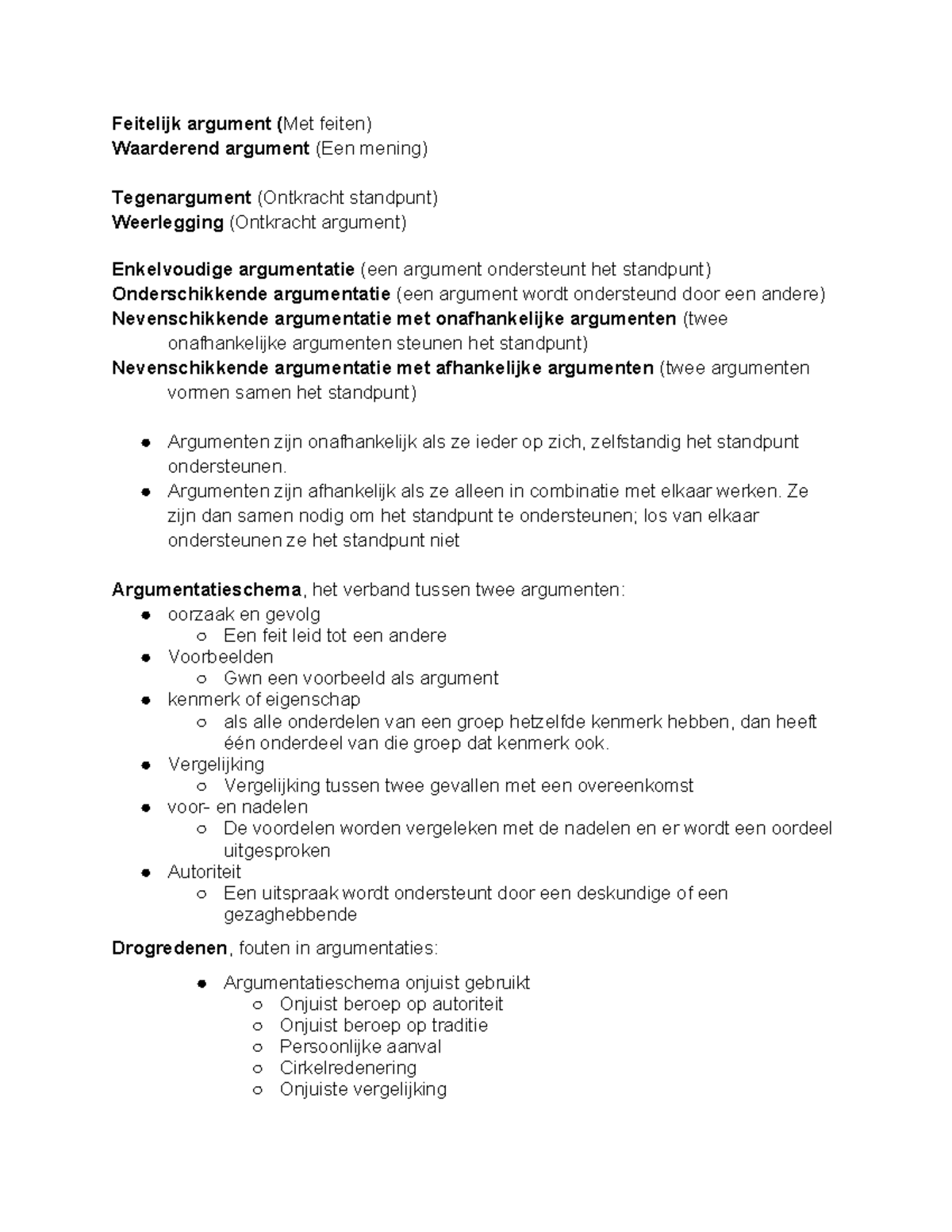 Argumentatie en tekstsoorten Nederlands - Feitelijk argument (Met ...