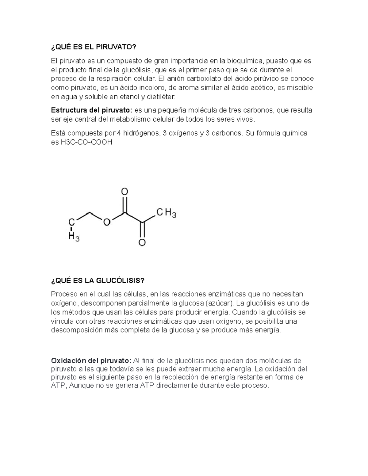 Piruvato - ¿QUÉ ES EL PIRUVATO? El piruvato es un compuesto de gran ...