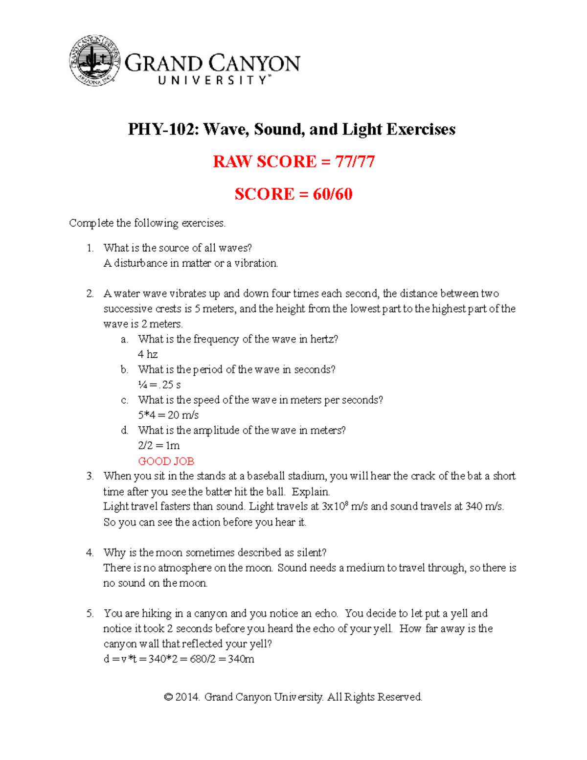 PHY-102-RS-Wave Soundand Light Exercises graded - PHY-102: Wave, Sound ...