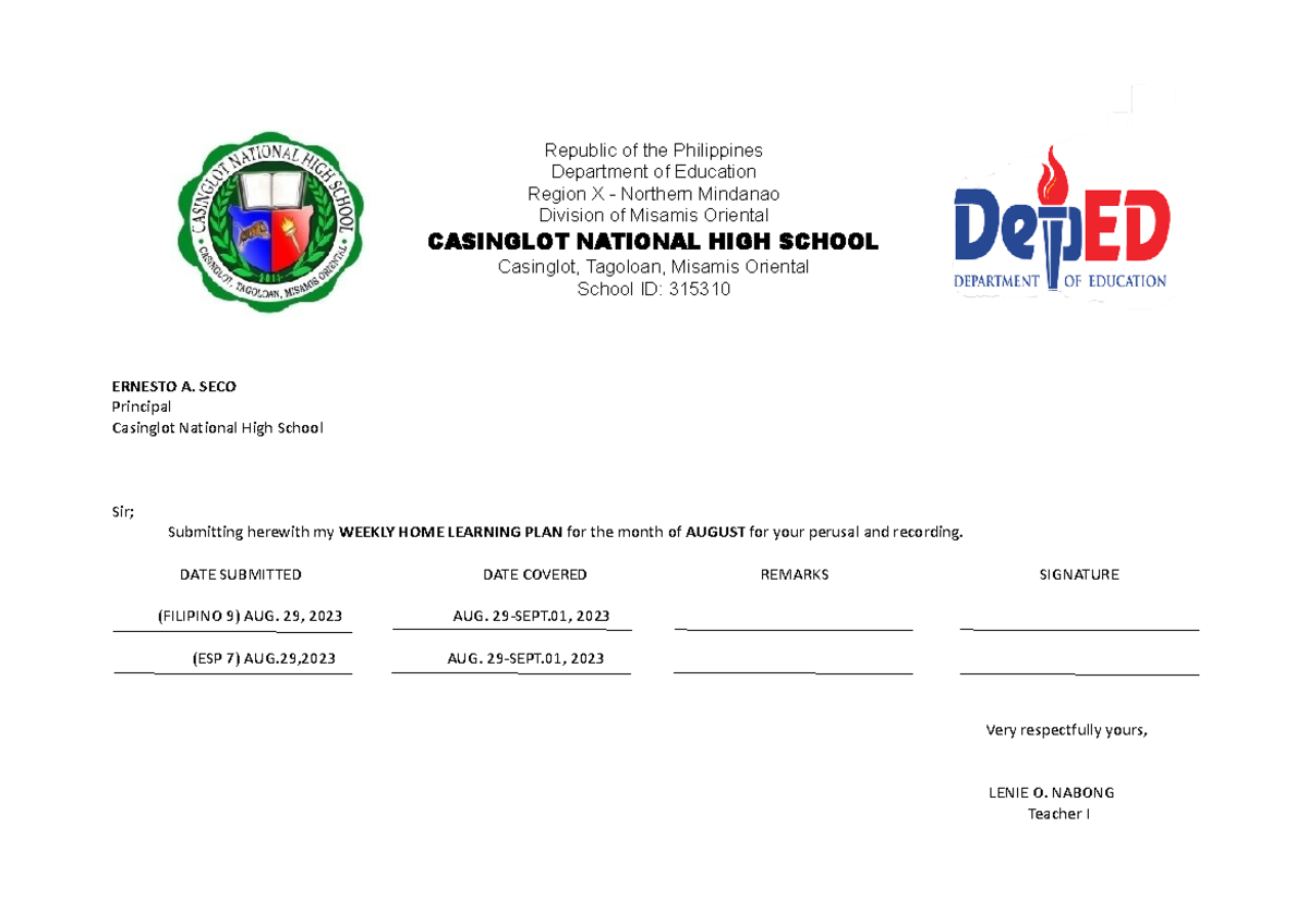 Transmittal- August - Transmit - Republic of the Philippines Department ...