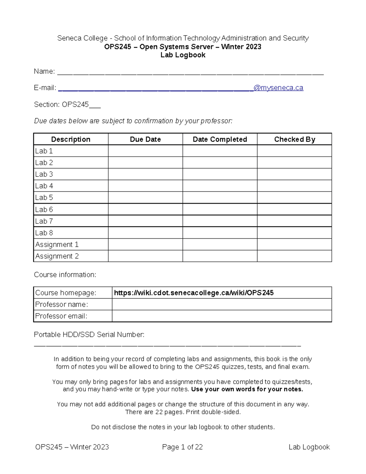 OPS245-Logbook-Online - Seneca College - School of Information ...