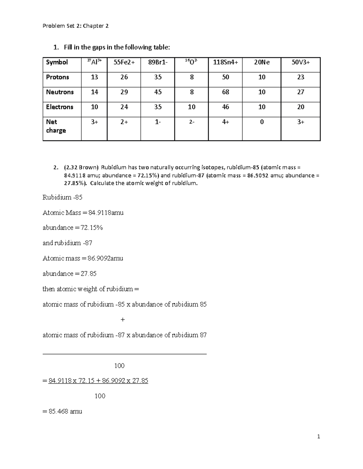 Problem set ch 2 - chapter 2 hw - Fill in the gaps in the following ...
