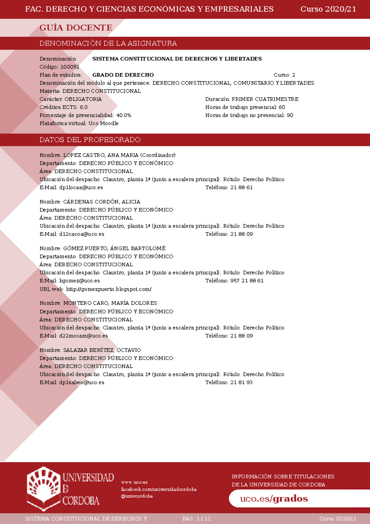100052 es 2020-21 - dasdad - GUÍA DOCENTE DENOMINACIÓN DE LA ASIGNATURA ...