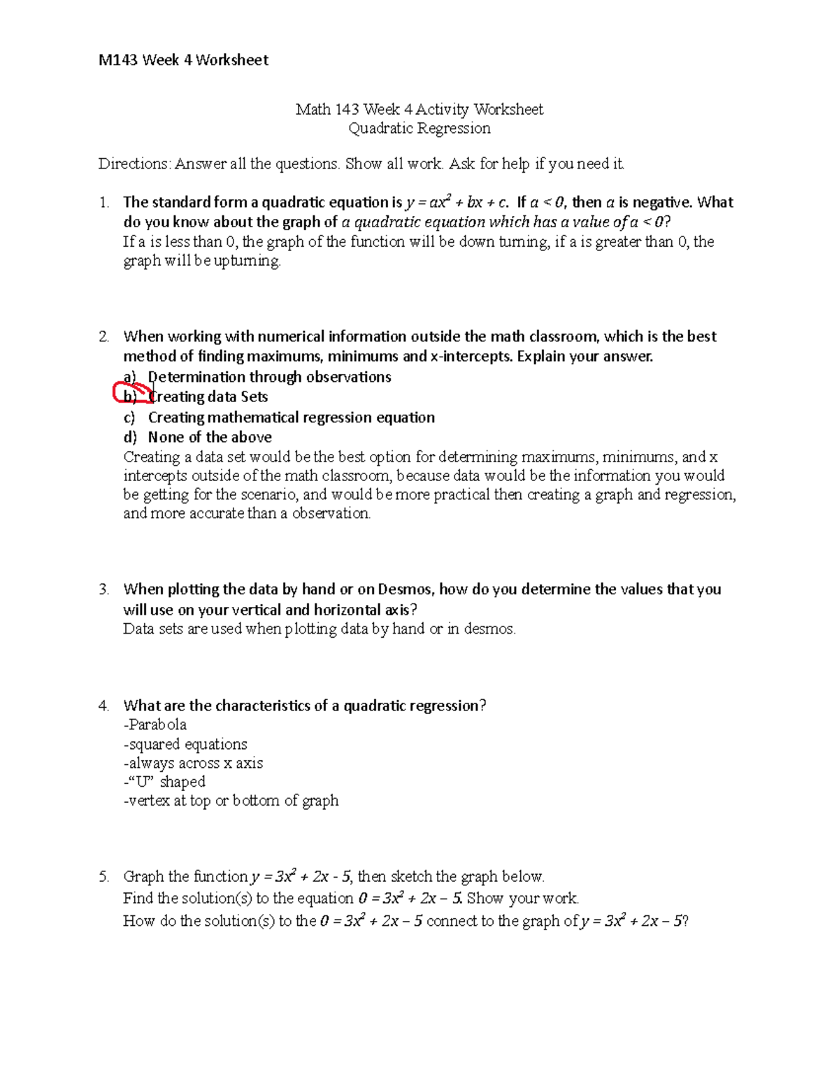 Math 143 Week 4 Desmos 2022 Activity Worksheet - M143 Week 4 Worksheet ...